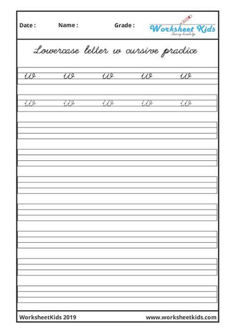 Small Letter Cursive Writing Free Printable Worksheets 5th Grade