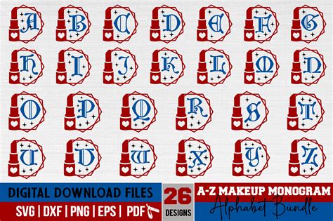 A Z Makeup Monogram Alphabet Bundle Graphic By Binasvgbundle · Creative