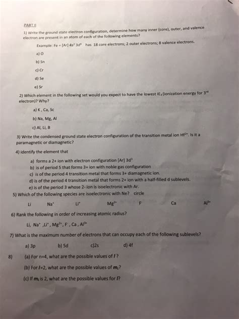 Solved Write The Ground State Electron Configuration
