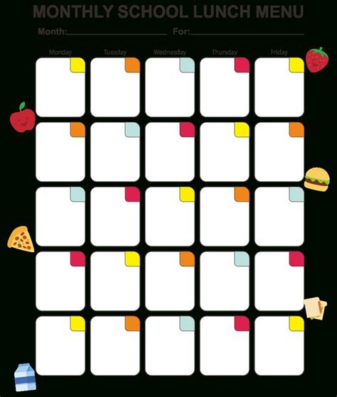 Printable Blank Lunch Menus