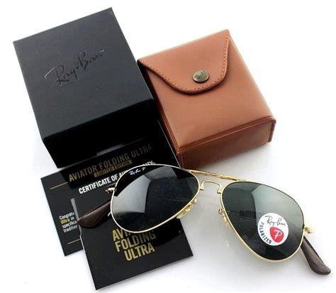 Polarized Ray Ban Folding Aviator 22kt Gold P3 Plus Sunglasses Rb