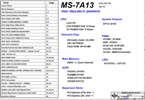 Msi Ms 7a13 Rev 10 Schematicpdf And Boardviewcad Msi Mb Pc