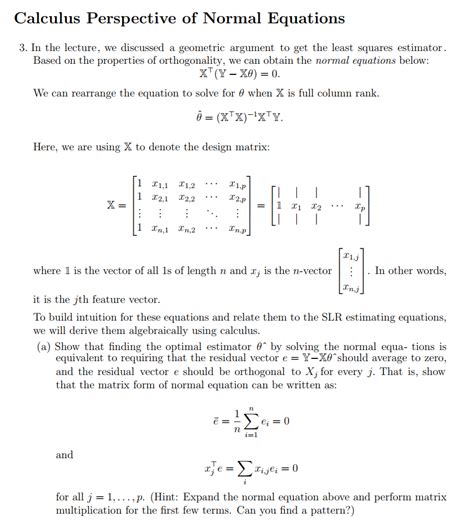 Calculus Perspective Of Normal Equations 3 In The