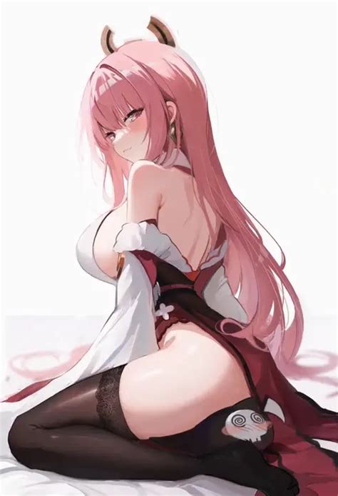 Yae Miko And Mori Calliope Genshin Impact And 2 More Drawn By Koahri