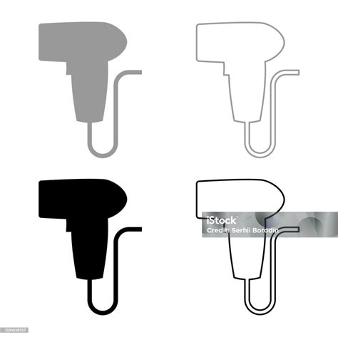 핸드 스캐너 바코드 개최 아이콘 윤곽 설정 블랙 그레이 컬러 벡터 일러스트 플랫 스타일 이미지 Led 조명에 대한 스톡 벡터 아트 및 기타 이미지 Istock