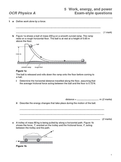 Work Energy And Power Exam Style Questions Pdf Force Power Physics