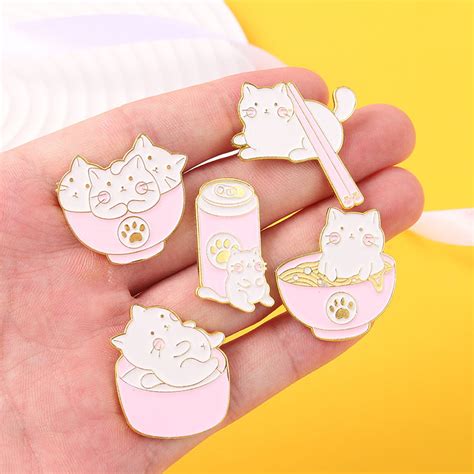 Pink Cat Food Enamel Pin Design Taskwin Ts