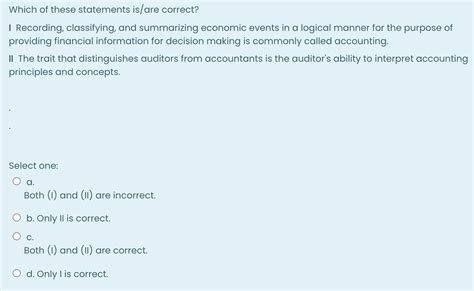 Solved Which Of These Statements Is Are Correct I