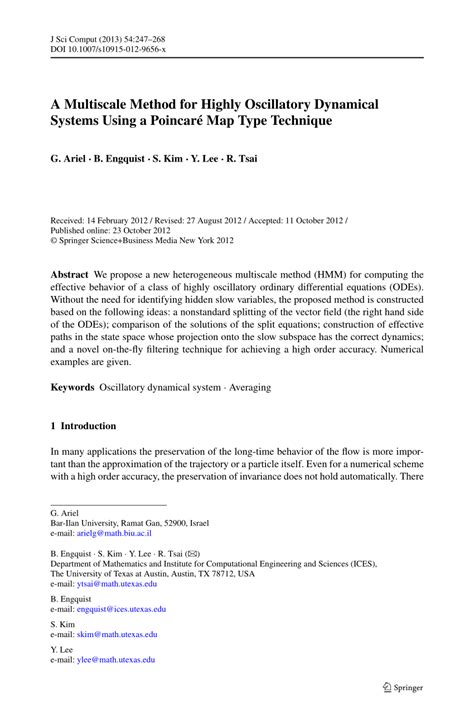 Pdf A Multiscale Method For Highly Oscillatory Dynamical Systems