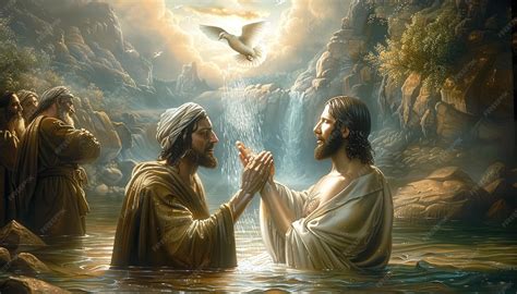 Premium Photo Sacred Immersion Baptism Of Jesus John Baptizes Jesus