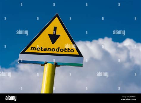 Sign Indicating The Presence Of Underground Methane Pipeline In Italy Metanodotto Gas Pipeline Sign Indicating The Presence Of Underground Methane Pipeline In Italy Metanodotto Gas Pipeline