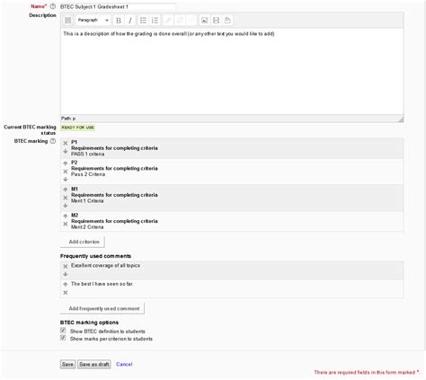 Btec Marking Moodledocs