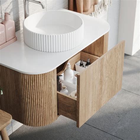 Ingrain Curved Fluted Wall Hung Vanity In 2024 Timber Vanity Wall