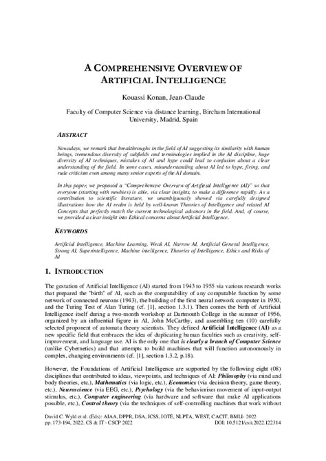 pdf a comprehensive overview of artificial intelligence