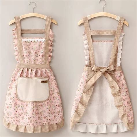 Summer Breathable Floral Cute Cotton Apron Ruffle Aprons Kitchen Wipe
