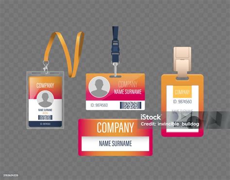 Isolated Realistic 3d Vector Set Of Office Id Badges In Various Designs
