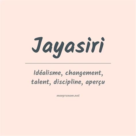 Signification Du Prénom Jayasiri