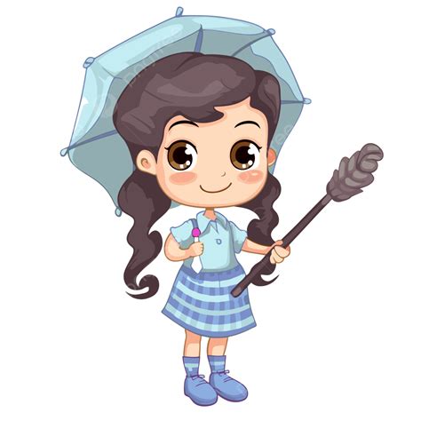 어린 소녀 클립 아트 만화 소녀 파란 우산으로 청소 벡터 어린 소녀 클립 아트 만화 Png 일러스트 및 벡터 에 대한 무료 다운로드 Pngtree