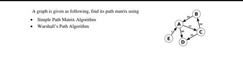 solved a graph is given as following find its path matrix