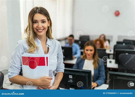 Educator And Students In Programming School Stock Image Image Of