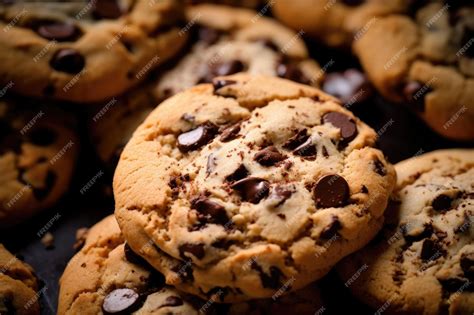 Premium Ai Image Image Of Chocolate Chip Cookies In Extreme Close Up