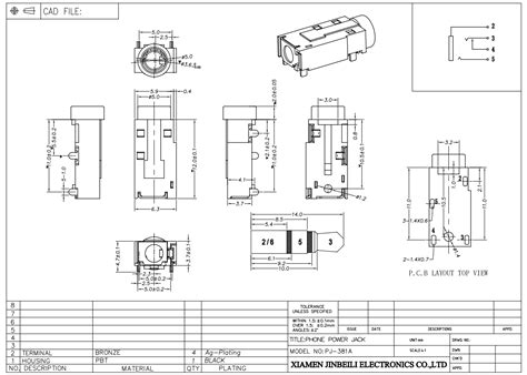 Pj 381a 3 5mm Dip Right Angle Audio Jack Jinbeili