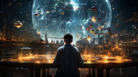 Man And Futuristic Technological Progress City Future Technologies