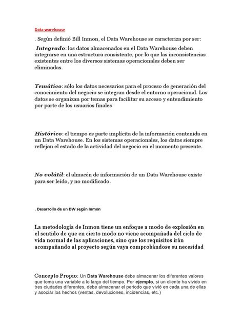 Data Warehouse Minería De Datos Big Data Pdf Almacén De Datos Procesamiento De Datos