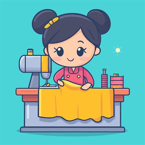 Cute Tailor Working On Fabric Vector Premium Ai Generated Vector