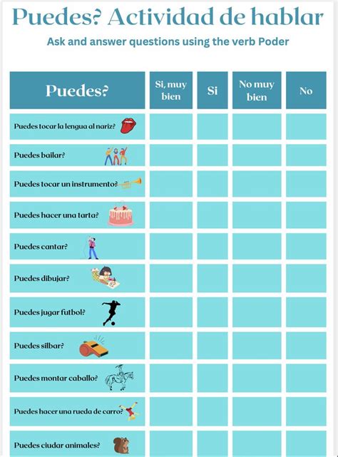 Spanish Verb Poder Speaking Activity Speaking Activities Spanish