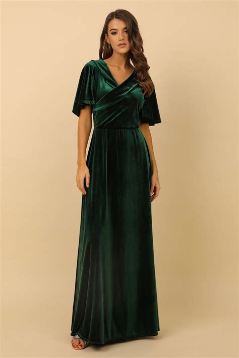 Dark Green Velvet Dress Bridesmaid Dress Formal Evening Gown