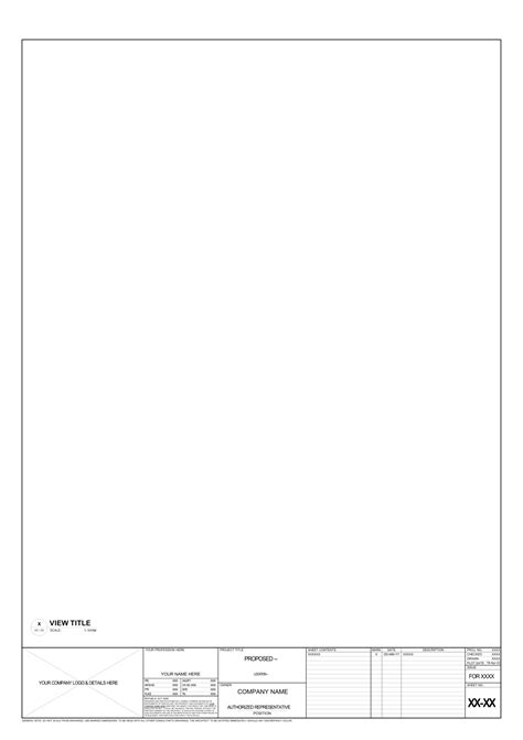 Template Sheets For Working Drawings With Paper And Title Block