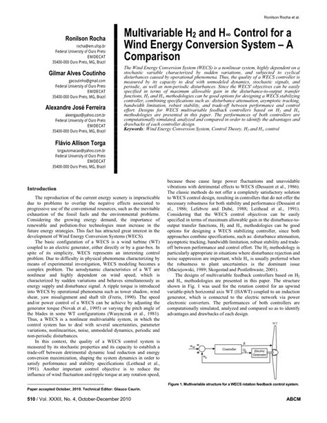 Pdf Multivariable H 2 And H Infinity Control For A Wind Energy Conversion System A Comparison