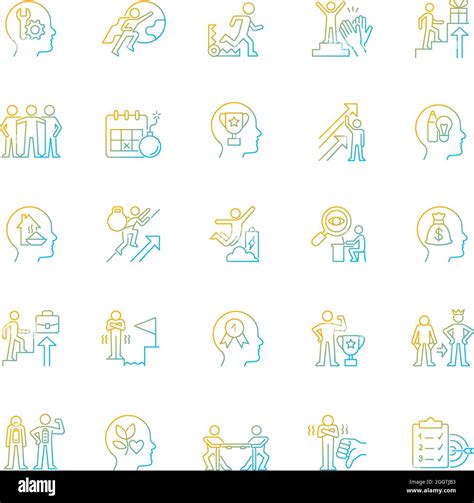 Motivation Gradient Linear Vector Icons Set Stock Vector Image And Art