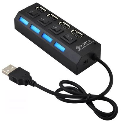 Купить USB Hub разветвитель на 4 USB с выключателями (Черный) - цена ...