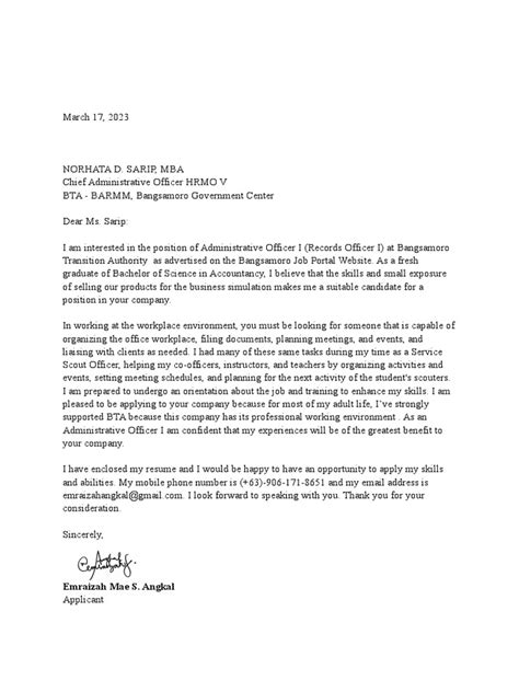 Application Letter For Immersion Pdf