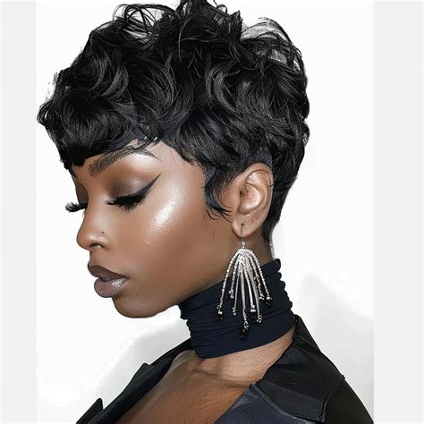 Natural Black Pixie Cut Wig Short Pixie Wigs For Black