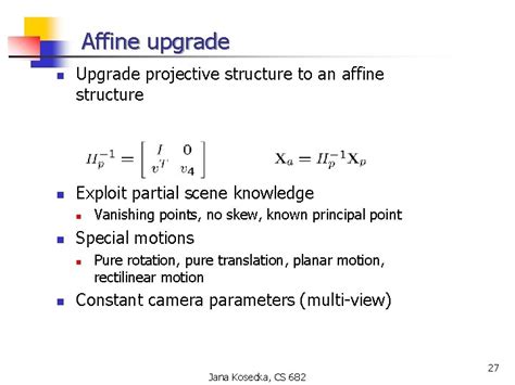 Uncalibrated Camera Calibrated Coordinates Linear Transformation Pixel