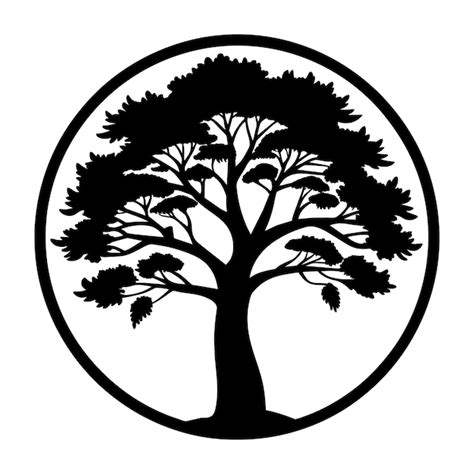 Premium Vector A Black Silhouette Of A Circle Tree