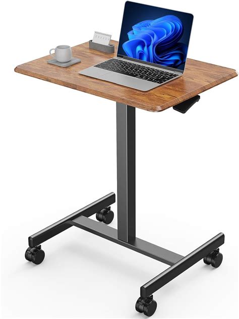Sweetcrispy Small Mobile Rolling Standing Desk Overbed