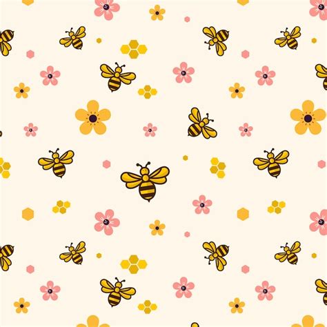Premium Vector Bee Seamless Pattern Honey Bee Pattern With Bee