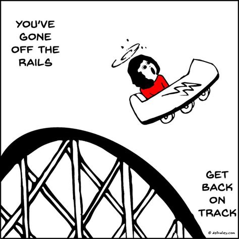 Off The Rails Back On Track Rails Cartoon