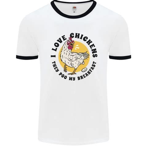 Chickens Poo My Breakfast Funny Food Eggs Mens Ringer T Shirt Ebay