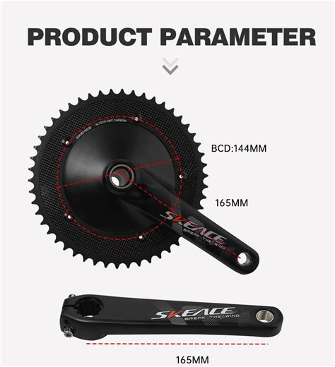 Skeace Carbon Fiber 144bcd 1849t165mm Track Fixie Single Speed Crankset With Bb Chainrings