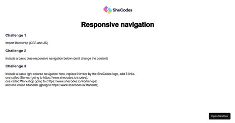 Responsive Navigation Challenge Forked Codesandbox