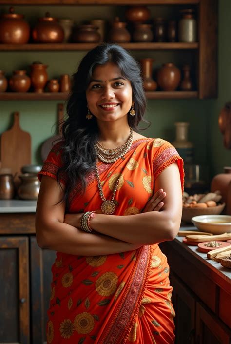 Young Marathi Woman Curvy Hourglass Body In Desi Kitchen Seaart Ai