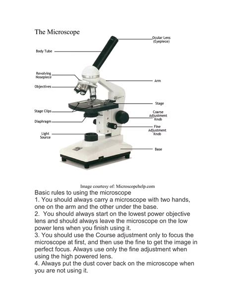 Simple Labelled Diagram Of Microscope