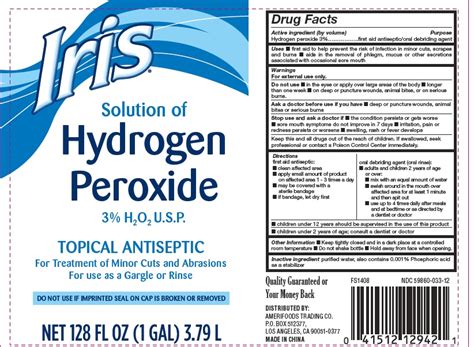 Hydrogen Peroxide Label