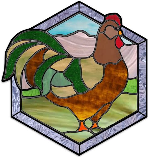 Rooster Stained Glass Pattern Pdf Etsy