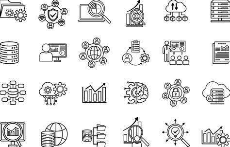 Data Analytics Icons Set Icons Of Monitoring Network Server